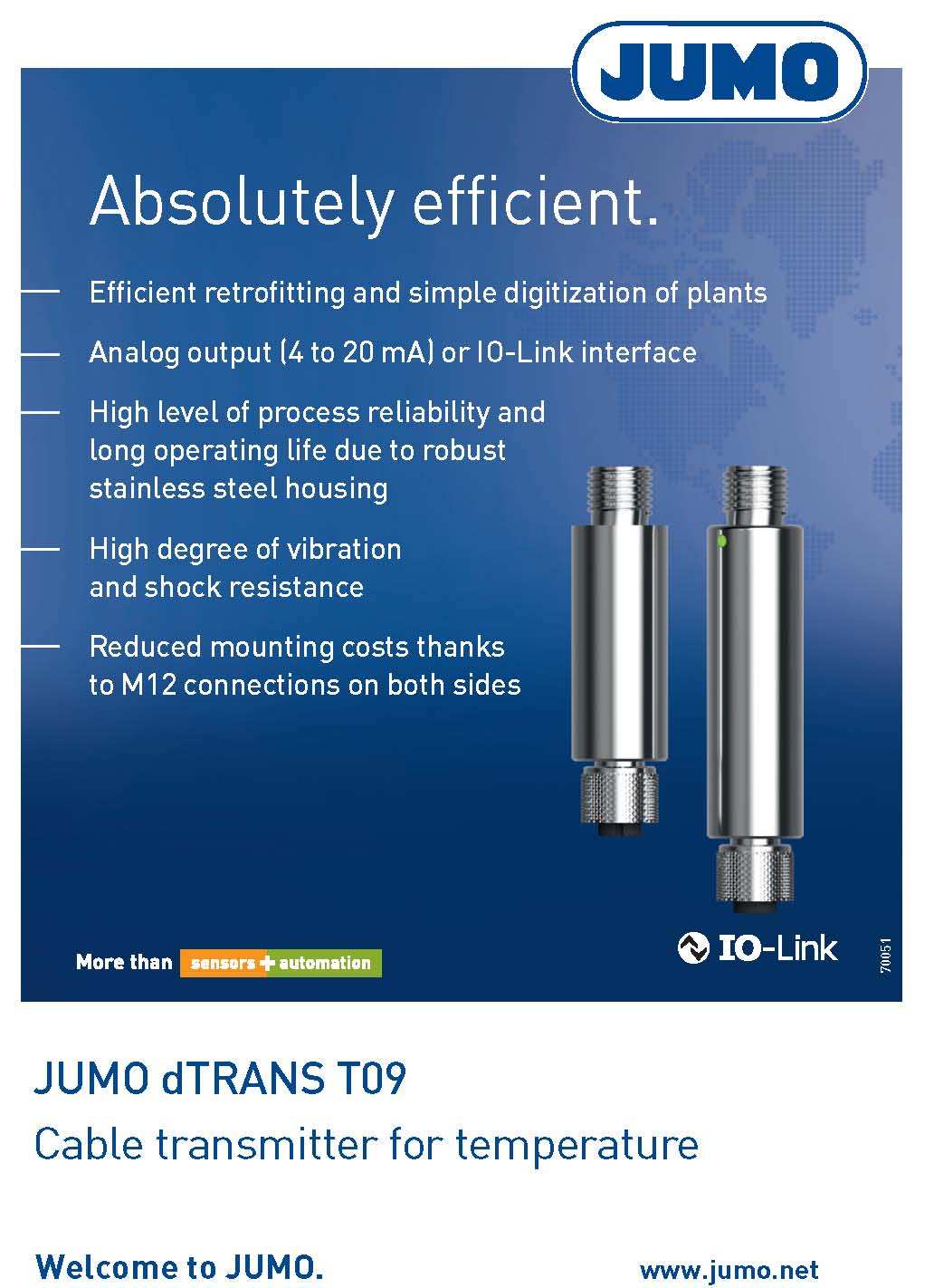 Absolutely Efficient. JUMO dTRANS T09 Cable transmitter for temperature.